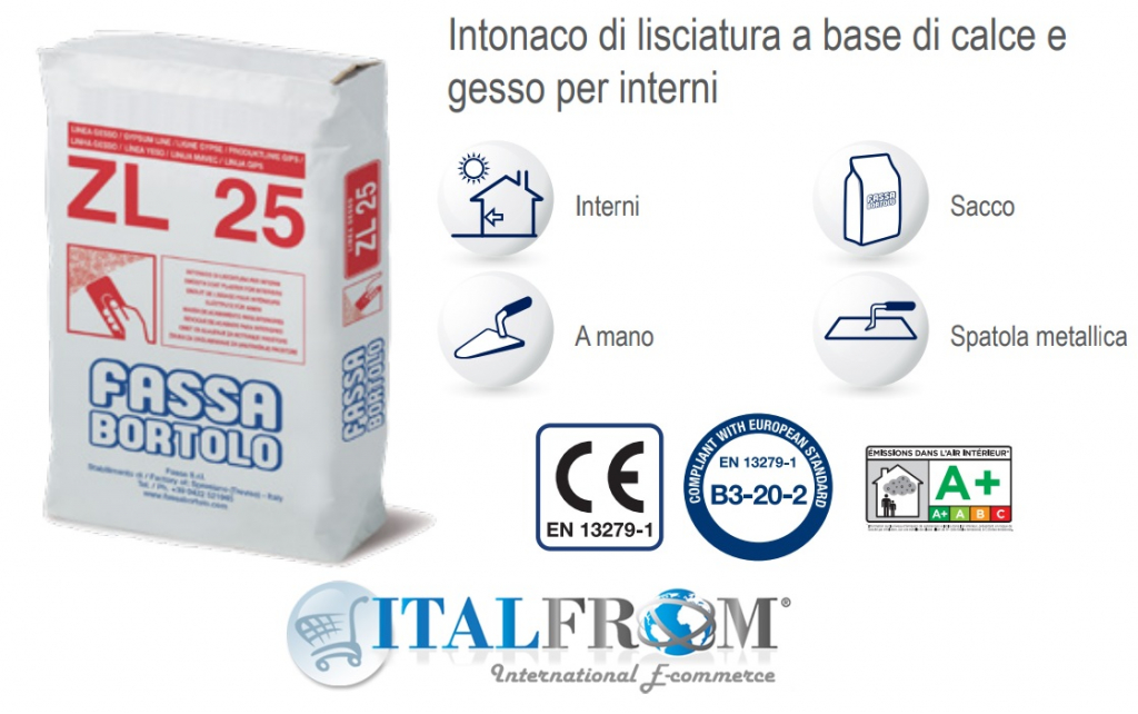 Intonaco di Lisciatura FASSA ZL 25 a Base di Calce e Gesso per Interni ...