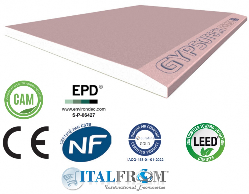 5 Pannelli in Cartongesso Gypsotech Focus DFI - 1,20 m x 0,50 m ...